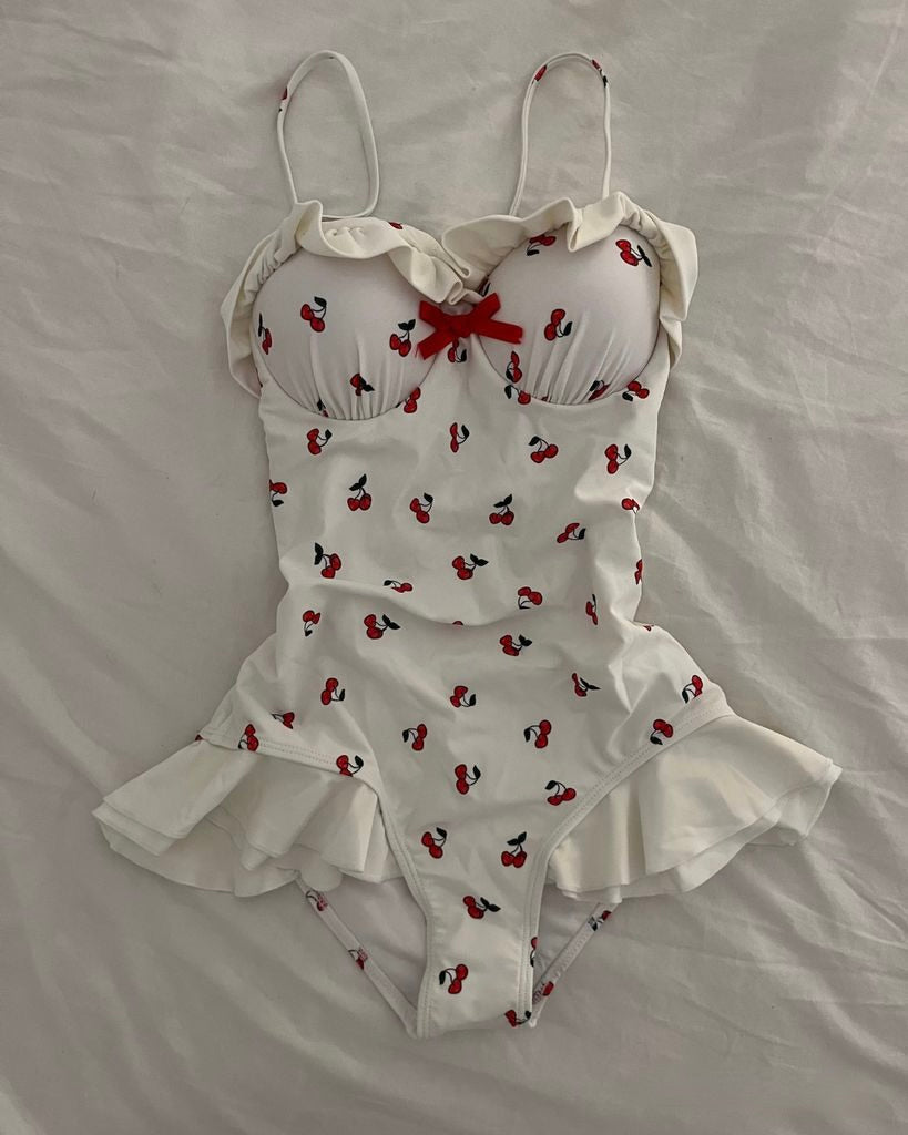 Beach Bumming Cherry Ruffle One-Piece – Luxandluxy