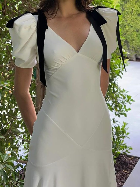 Rodarte Bias Dress With Velvet Ribbon Bow Details – Luxandluxy