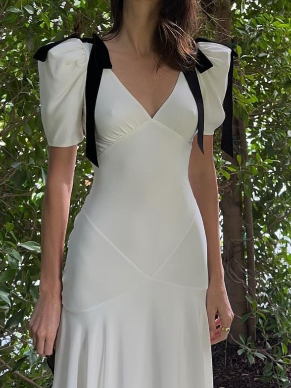 Rodarte Bias Dress With Velvet Ribbon Bow Details – Luxandluxy
