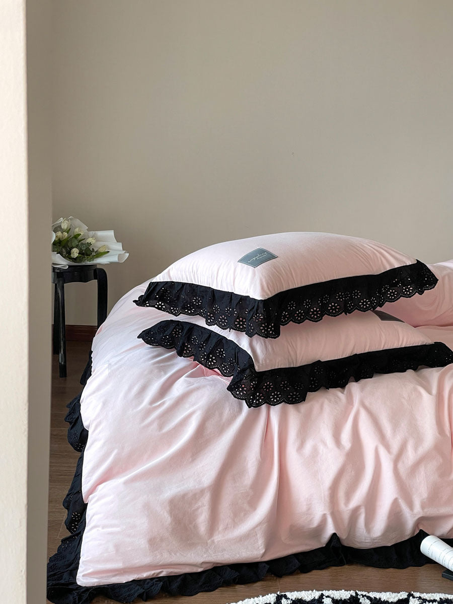 Black Lace Ruffle Bedding Set – Luxandluxy