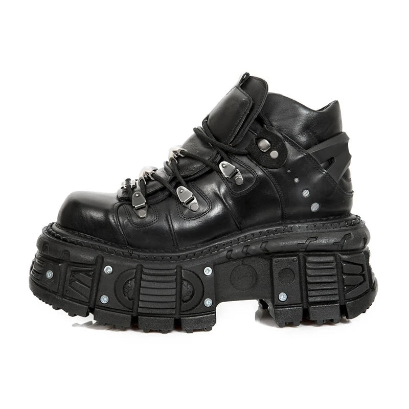 Black Punk Metal Platform Boots – Luxandluxy