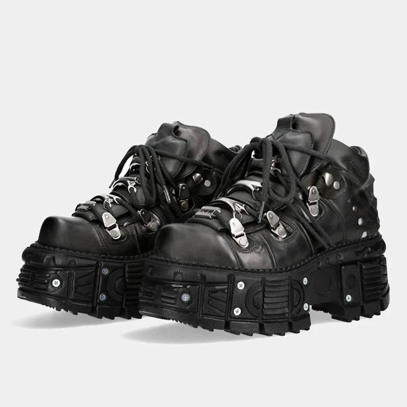 Black Punk Metal Platform Boots – Luxandluxy