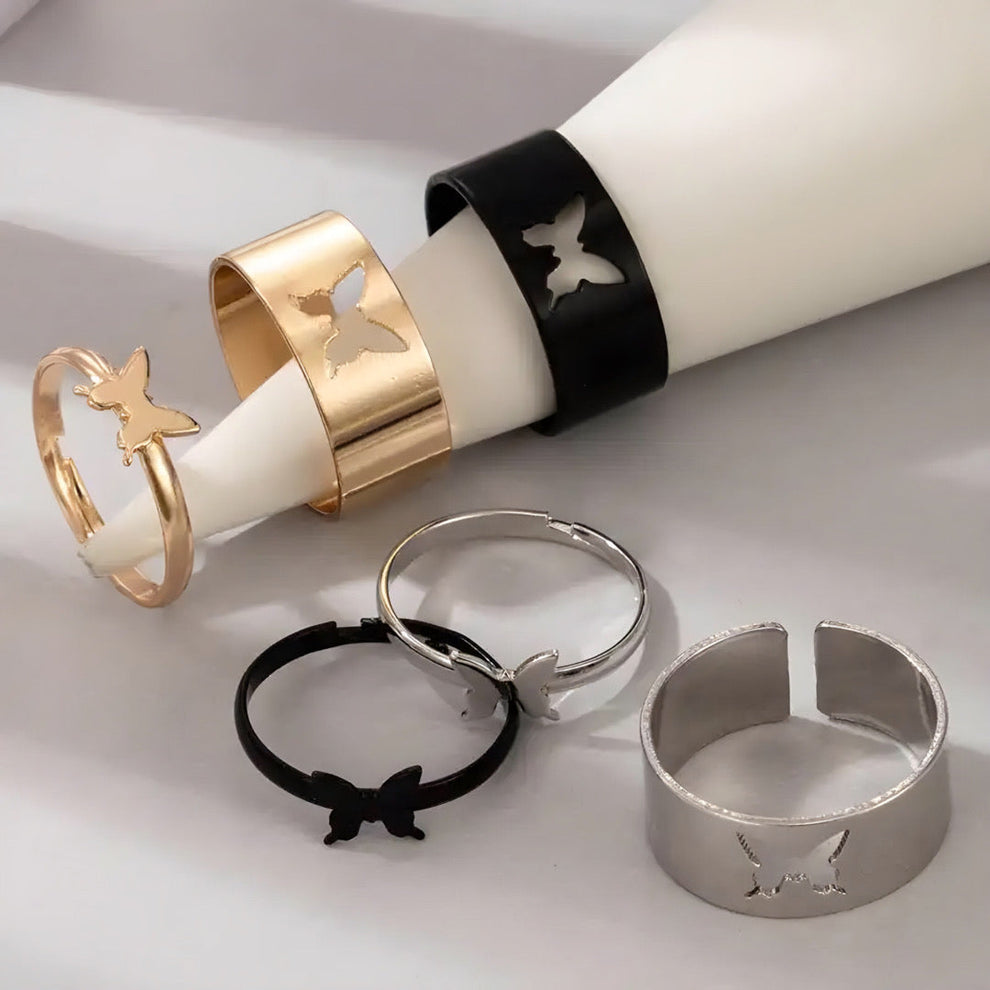 Butterfly Cut-out Couple Ring Set – Luxandluxy