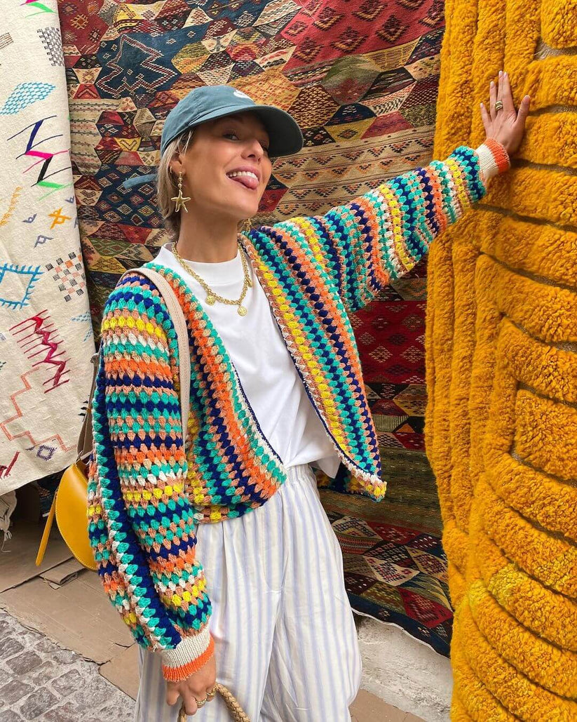 Colorful Striped Knitted Cardigan – Luxandluxy