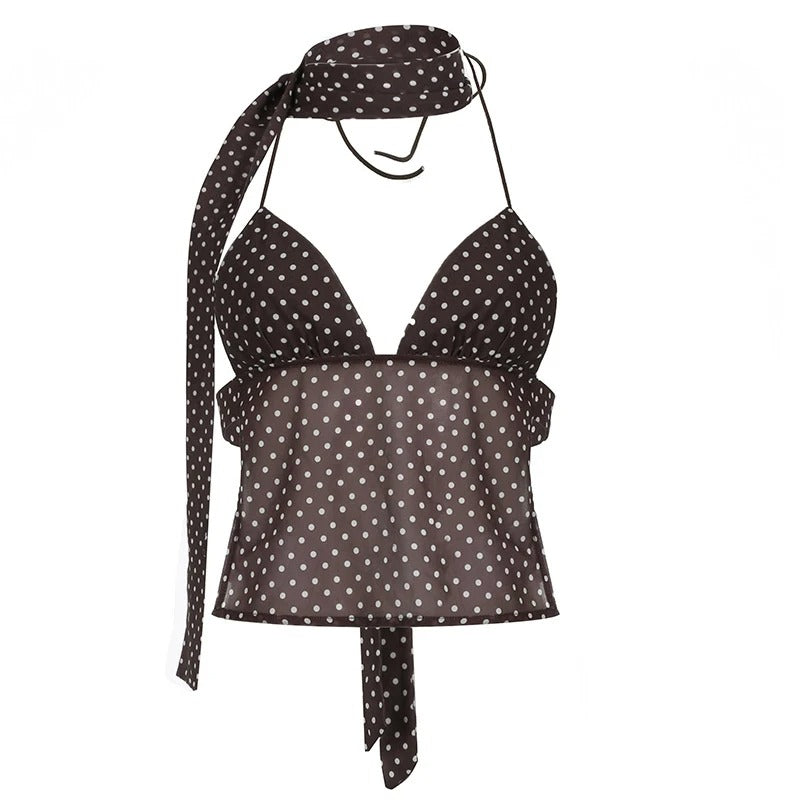 Dot My Darling Backless Halter Top – Luxandluxy