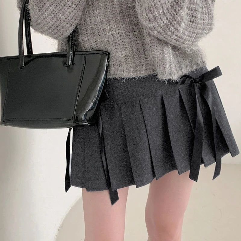 Double Bow Pleated Mini Skirt – Luxandluxy