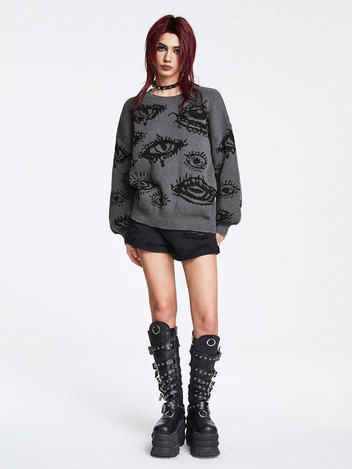 Eyes Pattern Oversize Knit Sweater – Luxandluxy