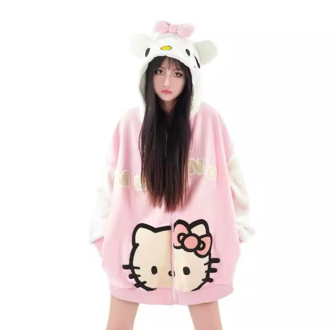 Hello Kitty Oversized Fleece Hoodie – Luxandluxy