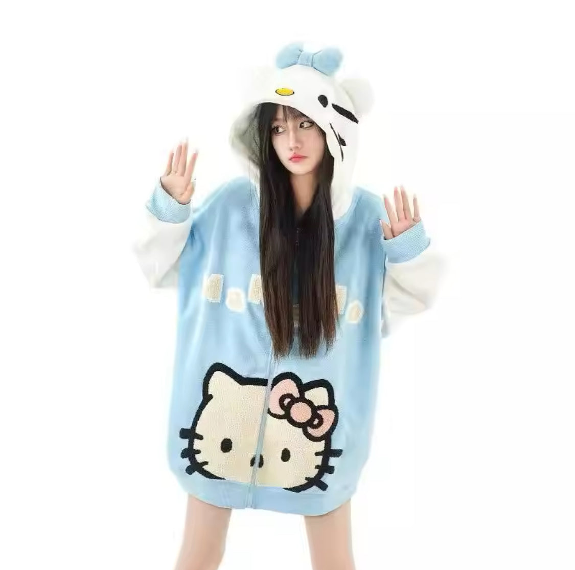 Hello Kitty Oversized Fleece Hoodie – Luxandluxy