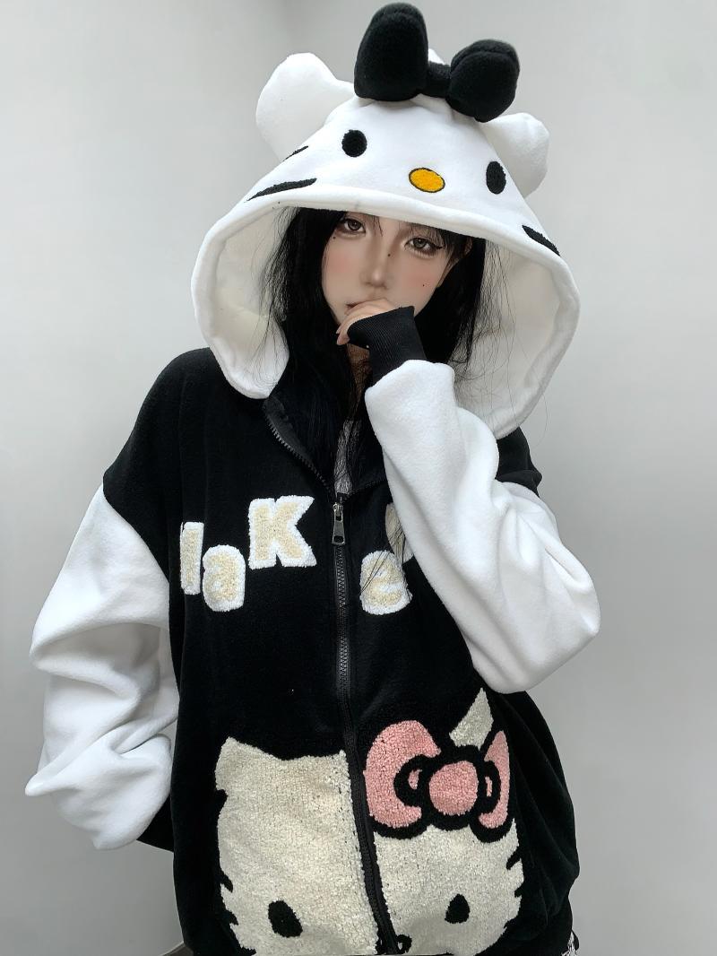 Hello Kitty Oversized Fleece Hoodie – Luxandluxy