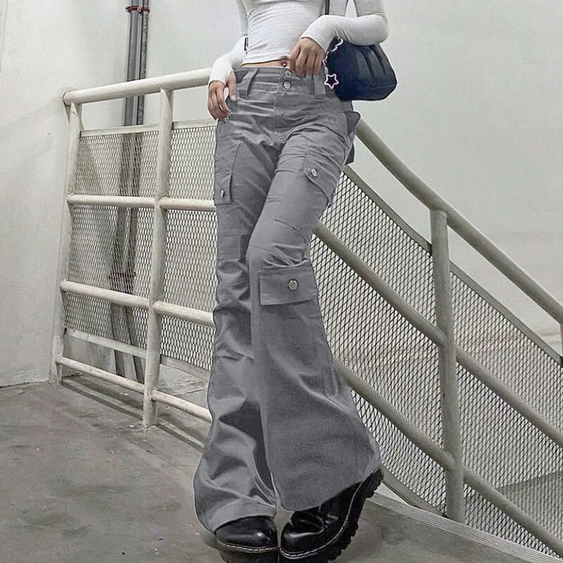 Low Rise Flared Cargo Pants – Luxandluxy
