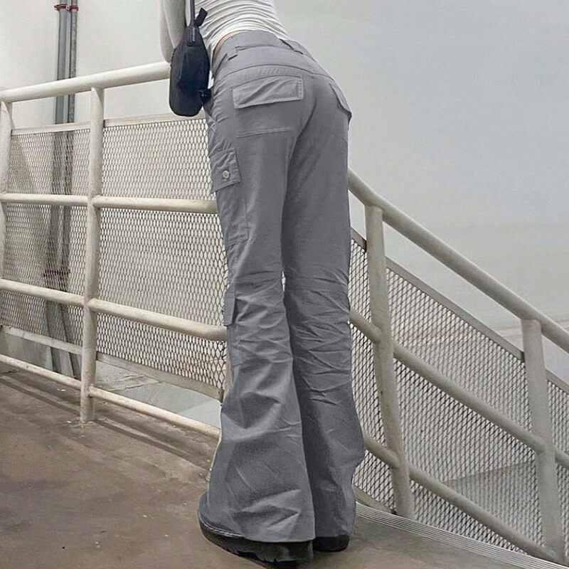 Low Rise Flared Cargo Pants – Luxandluxy