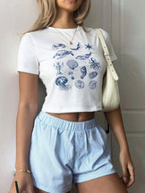 Marine Animal Seashell White Crop Top – Luxandluxy