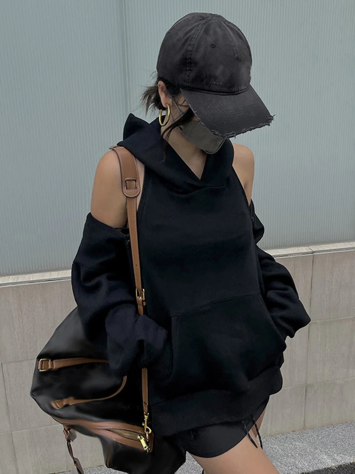 Off Shoulder Cut Out Hoodie – Luxandluxy