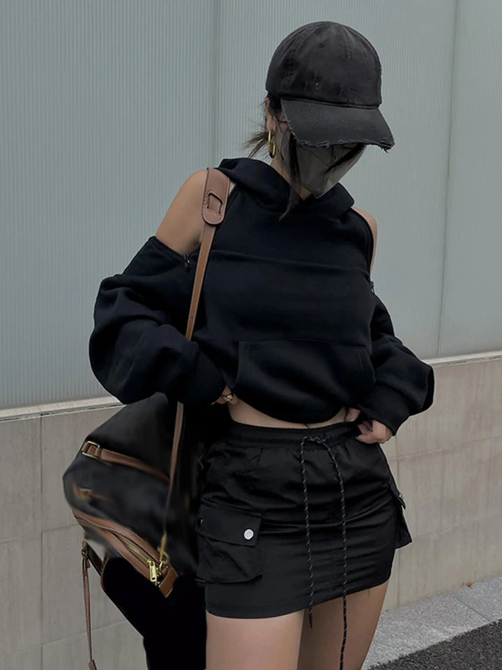 Off Shoulder Cut Out Hoodie – Luxandluxy