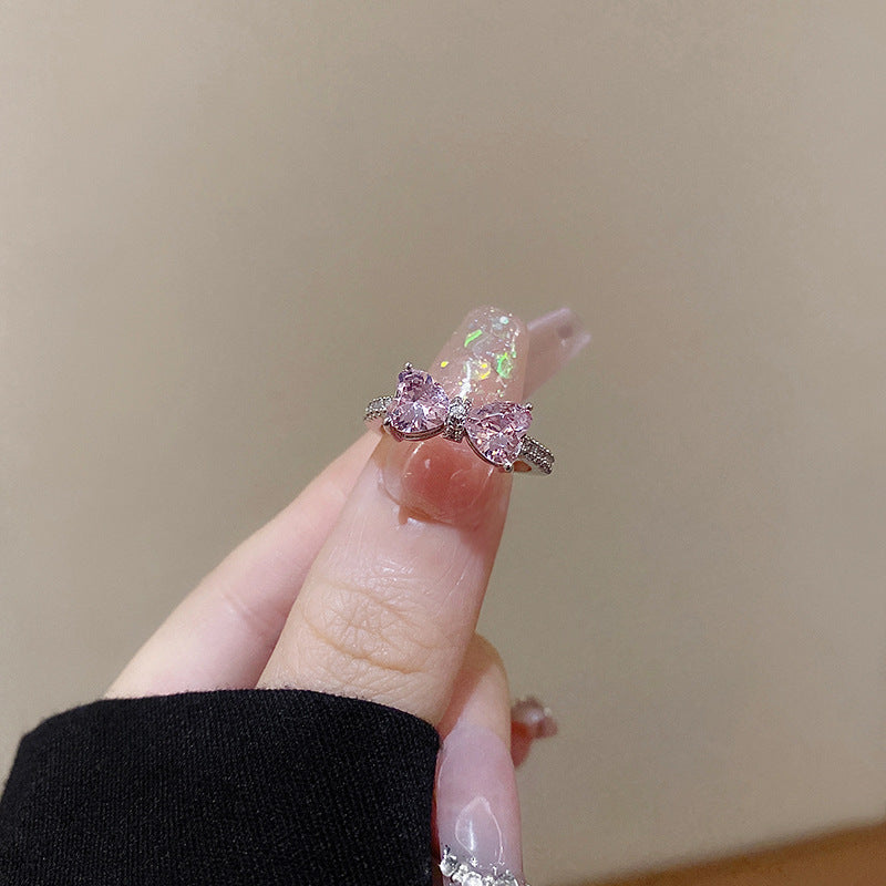 Silver Rhinestone Bow Tie Ring – Luxandluxy