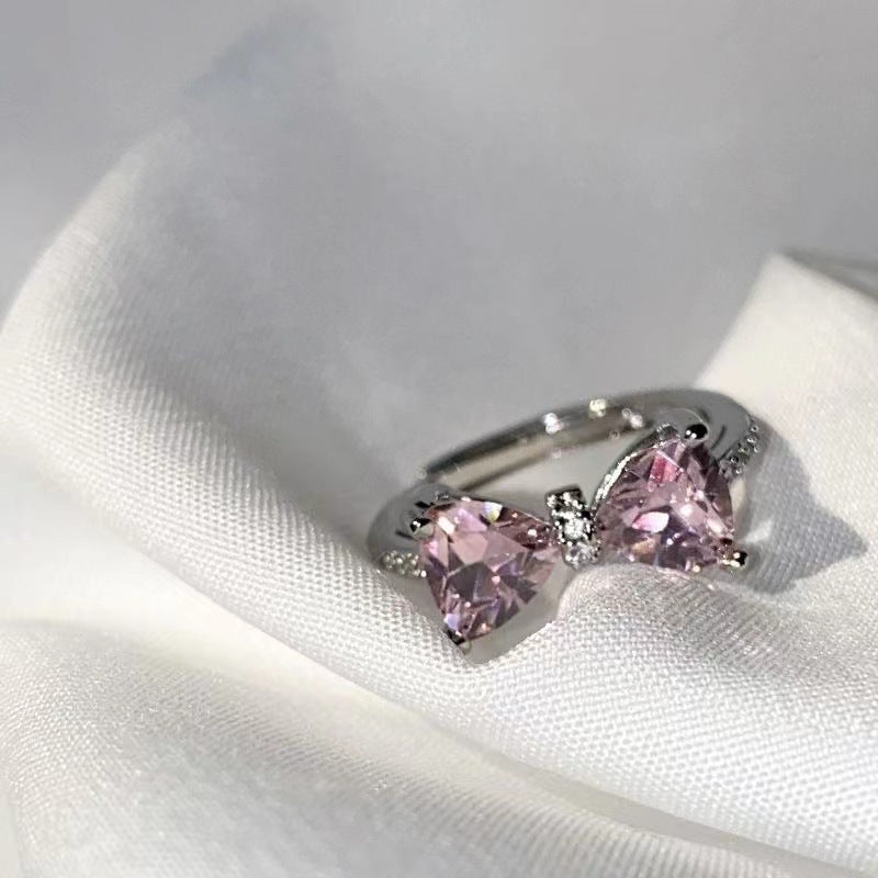Silver Rhinestone Bow Tie Ring – Luxandluxy