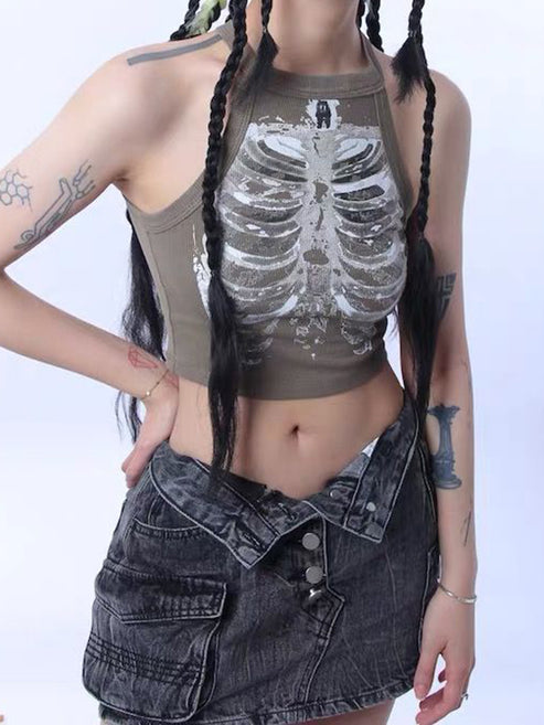 Skeleton Crop Top Y2K Cyberpunk – Luxandluxy