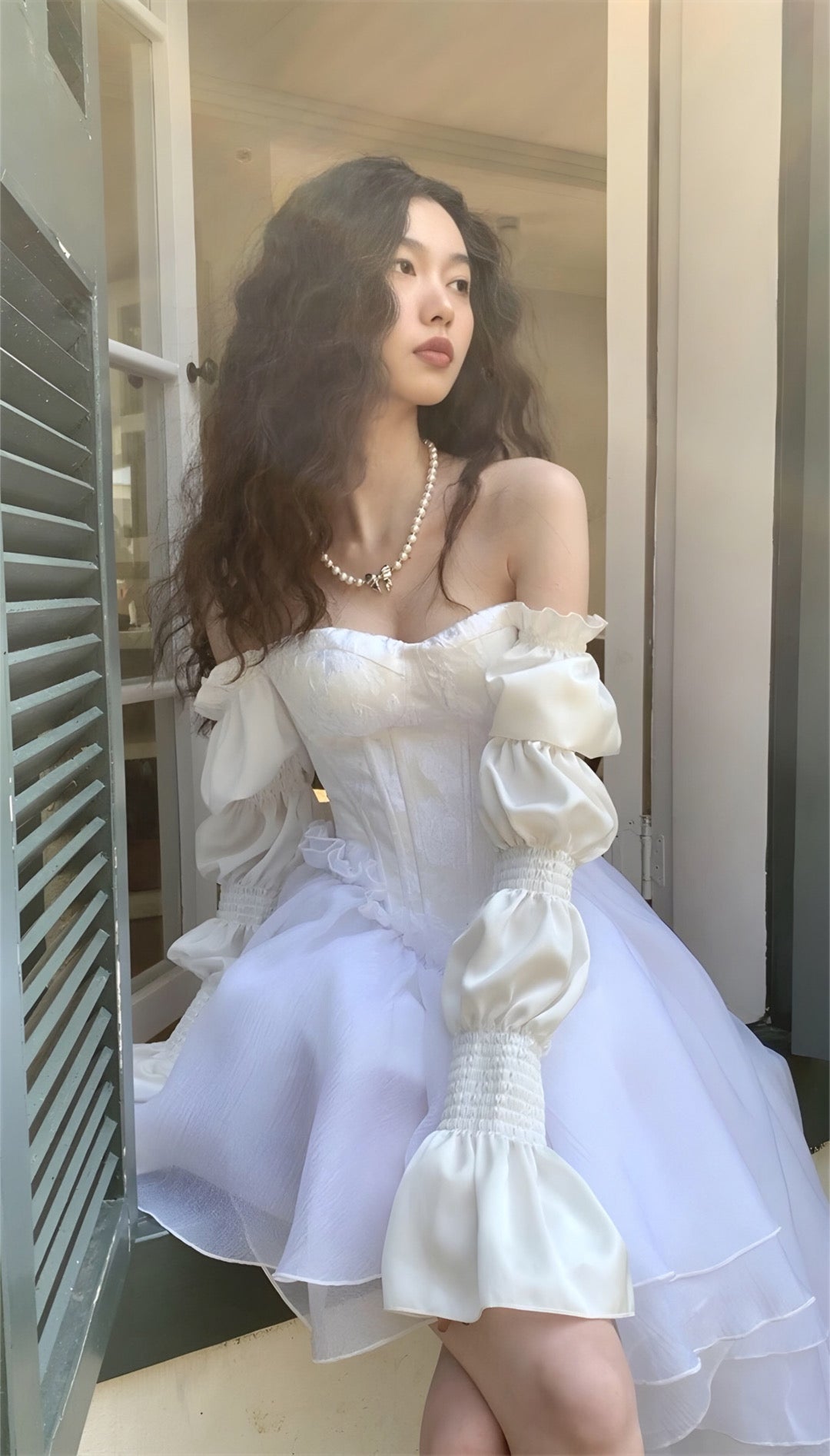 White Marie Sleeves Asymmetric Layered Lolita Dress – Luxandluxy